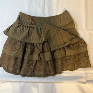ROMWE | Skirts | Romwe Olive Tiered Lace Mini Skirt | Poshmark